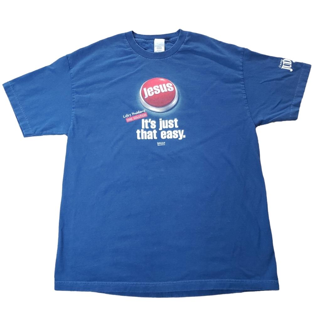 Jesus Staples Easy Button Parody Tee Christian Summer… - Gem